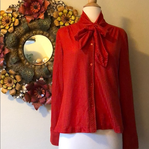 Vintage | Tops | Vintage Red Button Up Blouse | Poshmark